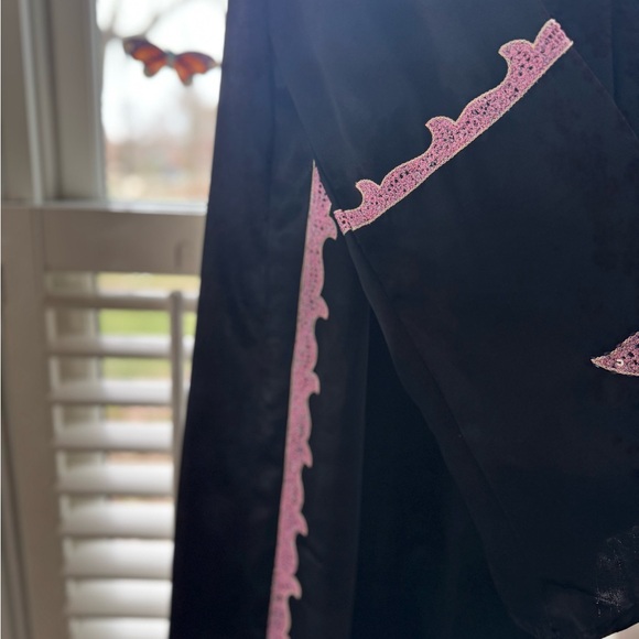 Saja | Dresses | Vintage Sajeda Kaftan Caftan Dress Black Satin Pink ...